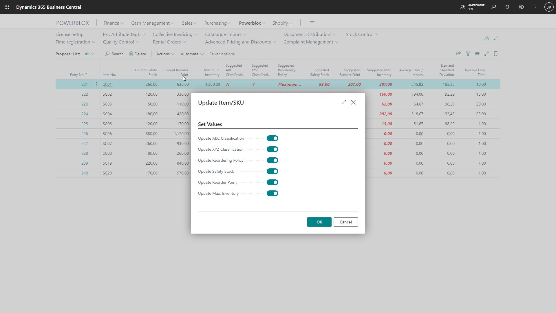 Powerblox Stock Control